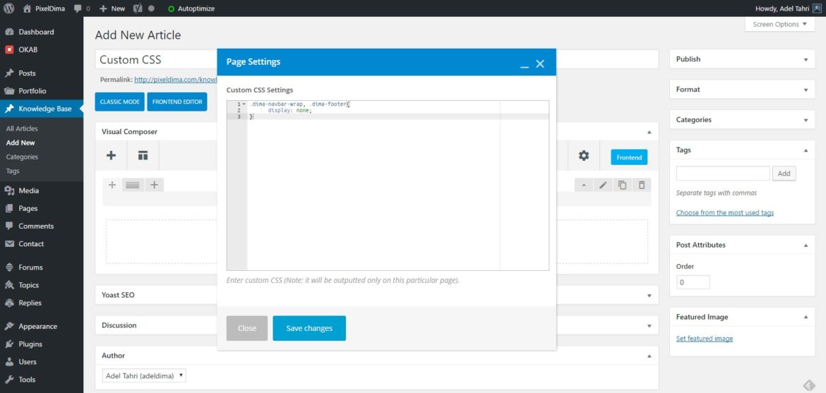 Adding custom CSS – PixelDima Help Docs